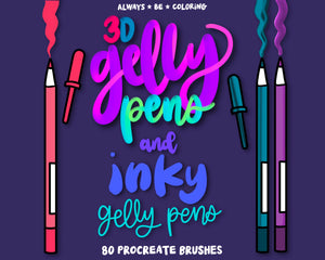 Procreate 3D Gel Pens and Inky Gel Pens Brush Set