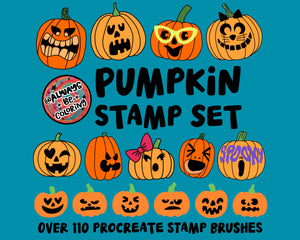 Procreate Halloween Pumpkin Stamp Brush Set