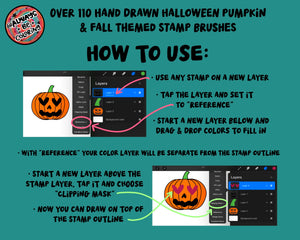 Procreate Halloween Pumpkin Stamp Brush Set